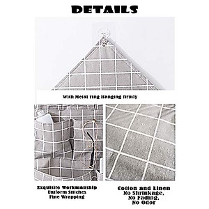 AARAINBOW Over The Door Storage Pockets,Hanging Storage Bags Organizer Linen Cotton Fabric Wall Door Closet 9 Pockets Home Organizer for Bedroom & Bathroom (B-Gray, 9 Pocket)