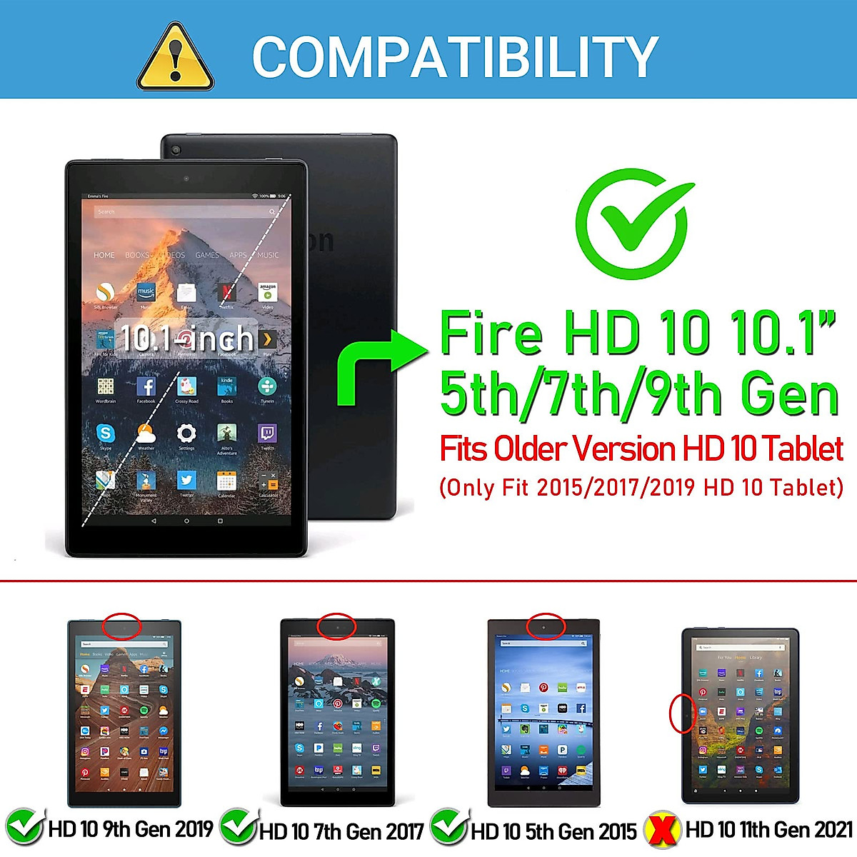 Foam Case for Fire HD 10 10.1 inch Tablet Case (5th/7th/9th Generation, 2015/2017/2019 Releases) Kid-Proof & Shockproof Sturdy Case Soft Durable Foam Cover with Portable and Foldable Handle