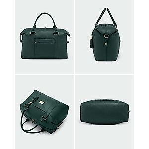 LOVEVOOK Travel Duffle Bag for Women, Leather Carry On Weekender Bag with Toiletry Bag, Waterproof Overnight Bag Tote Gym Duffel Bag with Wet Pocket for Hospital Yoga Sports Dance Green