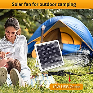 Blessny 6 inch Solar Powered Fan, 10W Solar Panel Exhaust Fan High Air-Flow 2000RPM 36dB Super Quiet for Cooling Dog House, Pet House, Grenhouse Plant Air Circulation