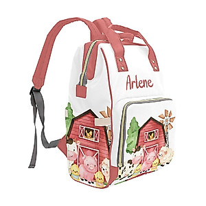 Yeshop Farm Animal Cute Personalized Diaper Bag Backpack Tote with Name Custom Travel Nappy Mommy Bag Backpack for Baby Girl Boy Gift 10 83inch 6 69inch 15inch
