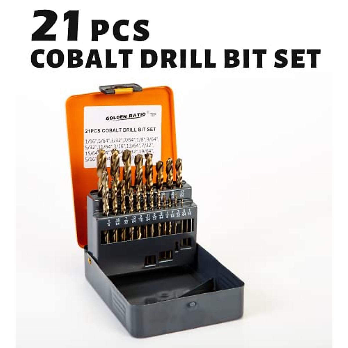 INTOO Hss Cobalt Drill Bits Set 21PCS Triangle Shank,Industry Drill bits with Golden Ratio Tip,