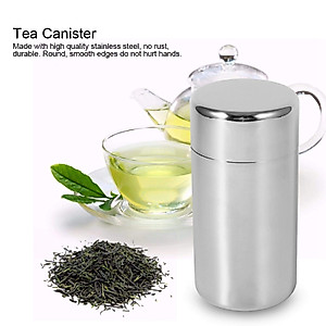 Tyenaza Tea Canister, Double Seal Stainless Steel Tea Tin Canister with Airtight Double Lids for Loose Tea Coffee Candy Herbs and Spices Storage(l)