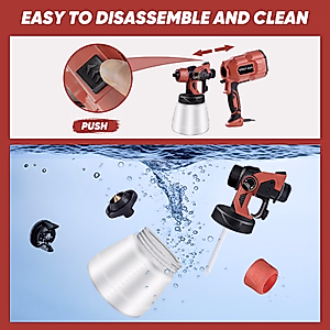 Paint Sprayer, 700W HVLP Electric Spray Paint Gun, 4 Copper Nozzles & 3 Patterns, Easy to Spray, Paint Sprayers for Home Interior and Exterior, Furniture, Fence, Walls, DIY Works, Ceiling, Cabinets