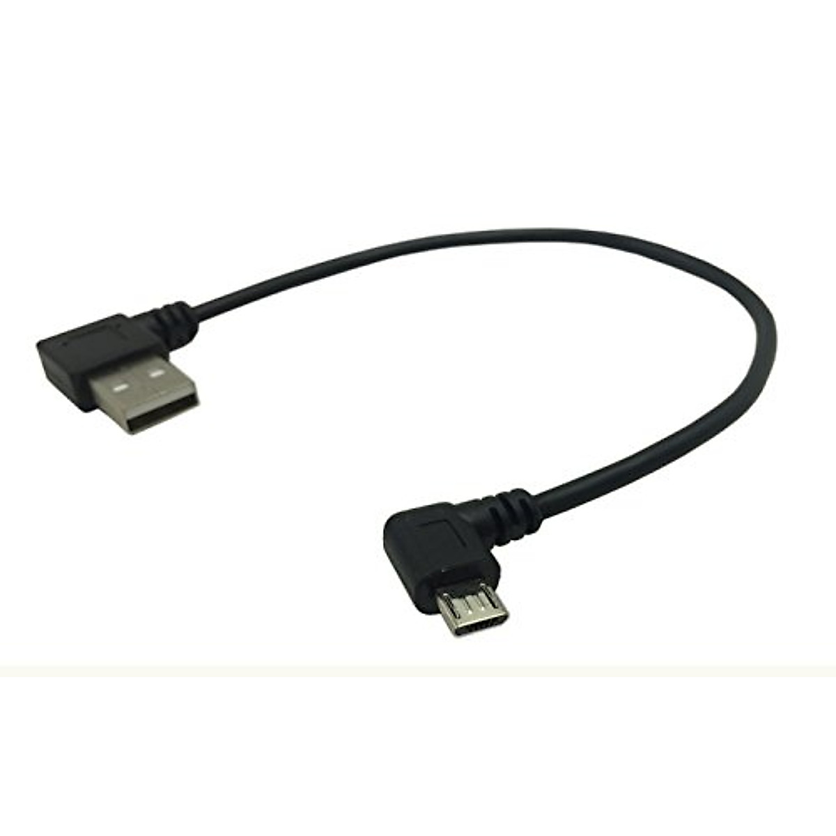 CERRXIAN 9Inch Micro USB Cable Combo Left & Right Angle Micro USB 5 Pin Male to USB 2.0 Type A Right Angle Male Data Sync and Charge Cable (Black)(2-Pack) R