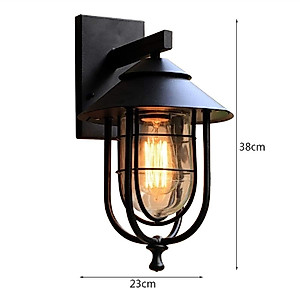 Zziyj Garden Home Decoration Terrace Balcony Exterior Glass Wall Light for Outdoor Mediterranean Bracket Lamp Sconces E27 Door Post Lantern