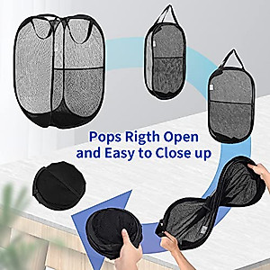 Simplized Popup Laundry Hamper Large Foldable | Pop-up Mesh Hamper Dirty Clothes Basket with Carry Handles (2 Pack-Large)