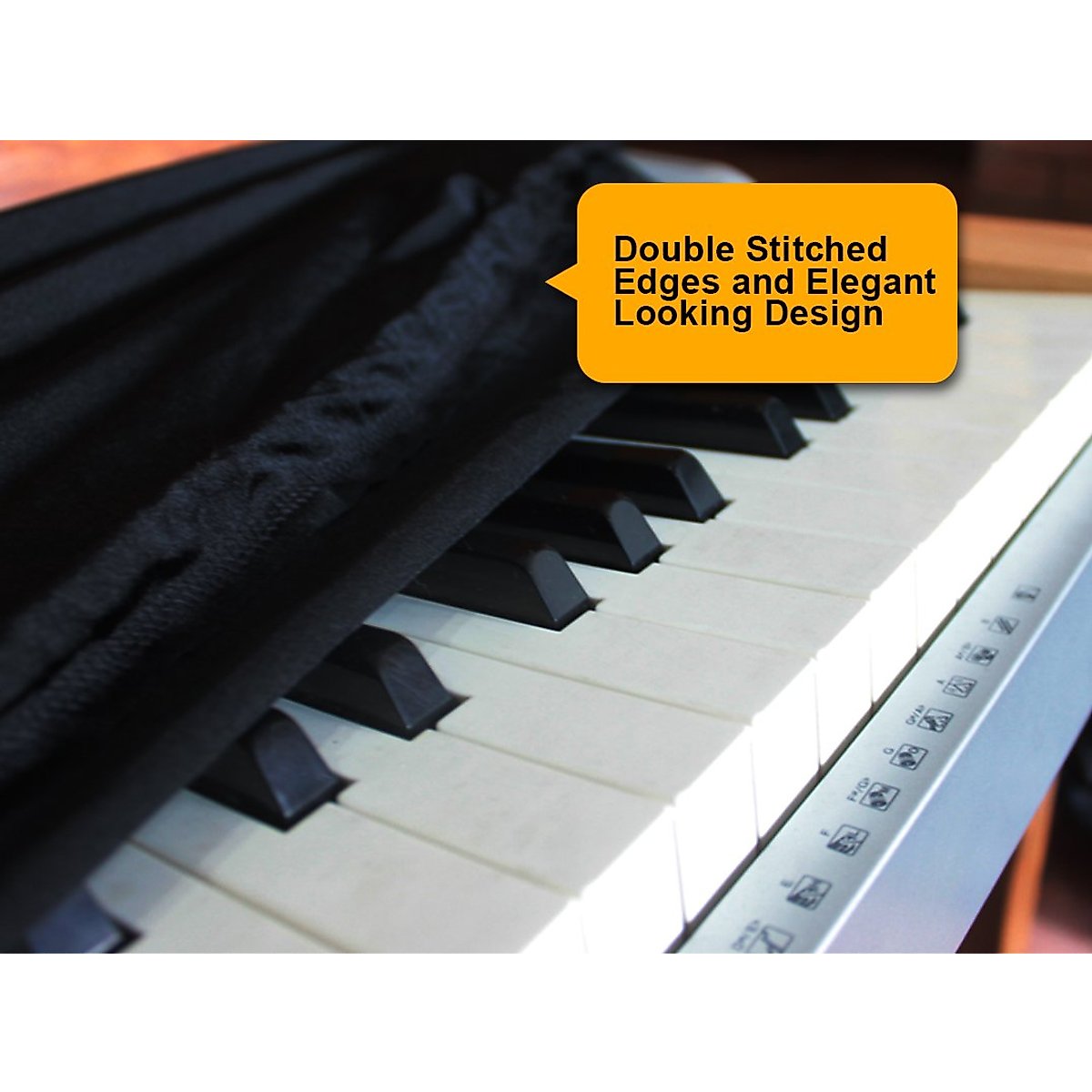 Piano Keyboard Dust Cover for 88 Keys - Piano Chord EBook Included - Made of Nylon/Spandex - Comes Complete with Built-In Bag, Elastic Cord and - Locking Clasp - Keep It Free From Dust and Dirt!