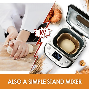 Kitchen in the box Bread Maker Machine with Gluten-Free Setting, 2LB 1.5LB 1LB Automatic Breadmaker with Homemade Cycle, 15-in-1 Stainless Steel Bread Maker with Recipes-Silver