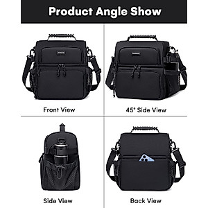 Artelaris Lunch Bag for Men Women, Dual Compartment Insulated Lunch Bag, Large Double Deck Leakproof Cooler Tote Bag with Side Pockets & Shoulder Strap Lunch Box for Picnic Work Camping Fishing