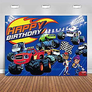Blaze and The Monster Machines Season Photo Backdrops Monster Machines Photography Background Boys Kids Happy Birthday Party Cake Table Decoration 7x5ft