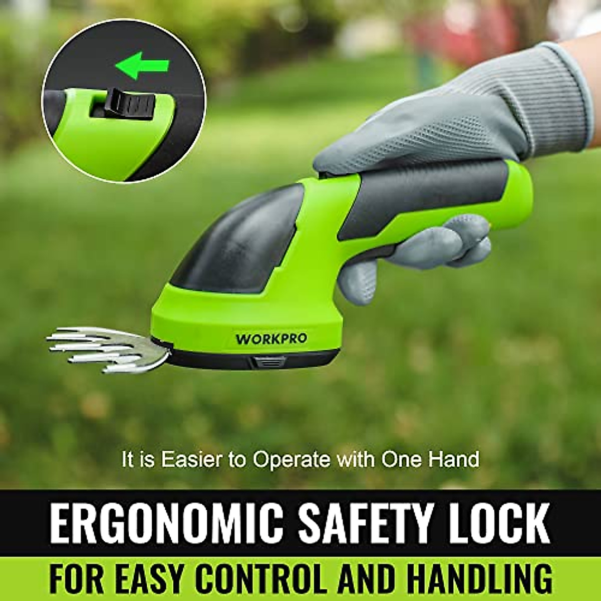 WORKPRO Cordless Grass Shear & Shrubbery Trimmer - 2 in 1 Handheld Hedge Trimmer 7.2V Electric Grass Trimmer Hedge Shears/Grass Cutter Rechargeable Lithium-Ion Battery and Type-C Cable Included