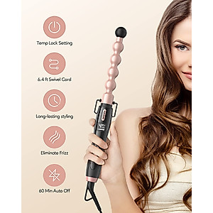 Wavytalk Bubble Wand Curling Iron, Ceramic 1 Inch Bubble Curling Wand for Short & Long Hair, Spiral, with Adjustable Temp, Dual Voltage, Include Heat Resistant Glove