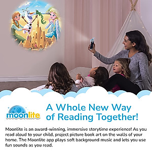 Moonlite Storytime Mini Projector with 4 Disney Frozen Stories, A Magical Way to Read Together, Digital Princess Storybooks, Fun Sound Effects, Learning Gifts for Kids Ages 1 and Up