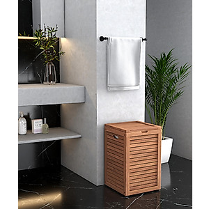 Medium Teak Laundry Hamper, or Indoor Outdoor Storage Bin