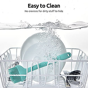 Angled Large Silicone Basting Brush, U-Taste 600ºF Heat Resistant 9.8 inch Kitchen Pastry Cooking Baking Food Rubber Head-Up Baster Brush for Oil Sauce BBQ Butter Grill Meat Egg Bread (Aqua Sky)