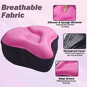 Zacro Bike Seat Cushion, Soft Gel Padded Bike Seat Cover, Compatible with Peloton, Wide Bicycle Seat Saddle Memory Foam, Comfort on Exercise Bike, Stationary Bike