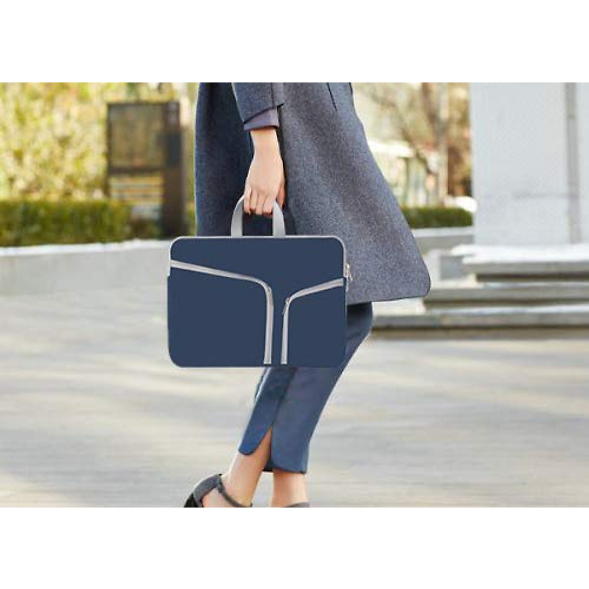 TsuiWah Chromebook Case 11.6-12.3 inch Laptop Sleeve Protective Cover Neoprene Computer Bag for 13 inch MacBook Air/Pro/HP Stream/Samsung/Surface X/7/6/5/4/3/Go 12.4" Chromebook with Handle, Navyblue