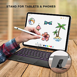 Bluetooth Keyboard with Touchpad Compatible with iOS/Android Windows, Ultra Slim 7-Colors Backlit Keyboard, Build in Trackpad Wireless Keyboard for iPhone/IPad/IPad Pro/Mac, Samsung Tablets, Laptop