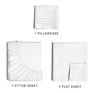 Twin Size 3 Piece Sheet Set - Comfy Breathable & Cooling Bed Sheets Set - Hotel Luxury Bedding for Women, Men, Kids & Teens - Deep Pockets, Easy Secure Fit, Soft and Wrinkle Free - Oeko-Tex - White