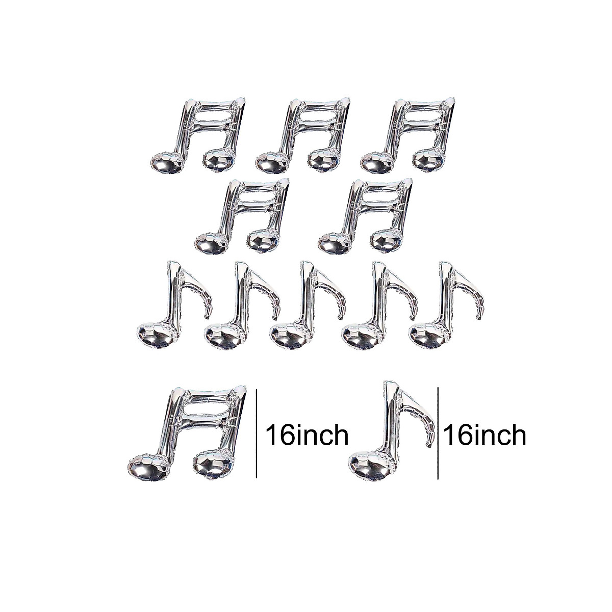 10PCS Music Note Balloons Silver Aluminum Birthday Party Balloon Music Themed Party Supplies Baby Shower Party Wedding Decorations