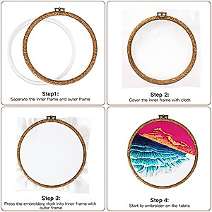 Pllieay 3 Pieces 6.9inch Embroidery Hoops Imitated Wood Embroidery Circle Round Display Frame Ring Cross Stitch Hoops for Art Craft Sewing and Hanging