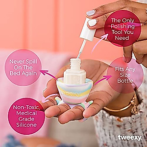 tweexy Wearable Nail Polish Holder Ring - Nail Polish Bottle Holder for Easy Application | Perfect for Fingernail Painting, Manicure & Pedicure | Nail Polish Accessories (Unicorn)