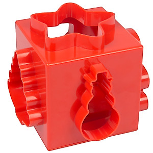 Christmas Cookie Cutter Cube-Holiday Party Cookie Easy Press Set w 6 Unique Winter Shapes- All in One 6-Sided Clutter Free Festive; Stocking Candy Cane Star Tree Gingerbread Man Dishwasher Safe Baking