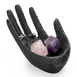 ELLDOO Buddha Hand Jewelry Tray Rings Holder Jewelry Display Hand jewelry Holder Trinket Dish Storage Decoration, Black