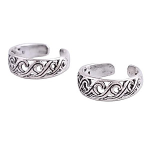 NOVICA Artisan Handcrafted Sterling Silver Toe Rings Pair of from India No Stone Wrap [width (each 2) 5 mm W] ' Fascinating Swirls' Pair