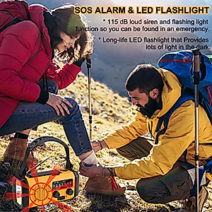 SprGri Weather Radio, 10000mAh Emergency Solar AM/FM/NOAA Radio, Rechargeable, Portable Hand Crank Dynamo Radio, with LED Torch, Reading Lamp, USB Phone Charger, SOS Alarm, for Outdoor Camping Hiking