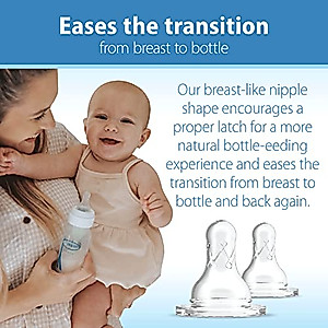 Dr. Brown’s Natural Flow® Level 2 Narrow Baby Bottle Silicone Nipple, Medium Flow, 3m+, 100% Silicone Bottle Nipple, 6 Pack