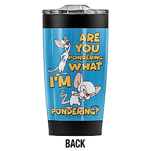 Logovision Pinky and the Brain Brain Pondering Stainless Steel Tumbler 20 oz Coffee Travel Mug/Cup, Vacuum Insulated & Double Wall with Leakproof Sliding Lid | Great for Hot Drinks and Cold Beverages