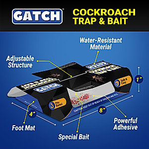 Cockroach Killer Indoor Home (12 Pack), Cockroach Traps Indoor Sticky, Baited Glue Roach Killer Indoor Infestation for Roaches, Spider, Cricket, Cars & Home, Child & Pet Friendly