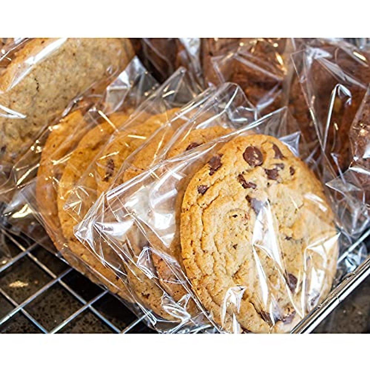 Self Sealing Cellophane Bags,5x7 Inch Cookie Bags,Clear Resealable Cellophane Bags Self Adhesive for Packaging Gifts, Products,100 Pcs