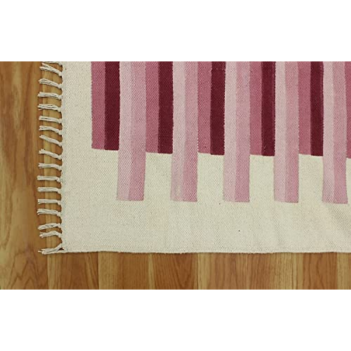 Casavani Hand Block Printed Boho Area Rug Hand Made Striped Tassel Rug Cotton Easy Washable Rugs Floor Carpet for Doormat Entryway Living Room Bedroom Hallway Balcony 10x16 Feet