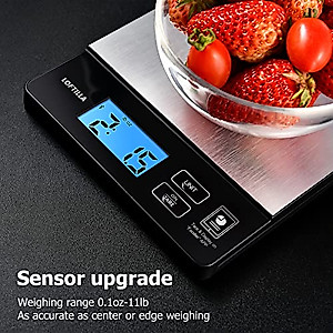 Loftilla Digital Food Scale for Weight Loss, Smart Kitchen Gift Scale for Food Ounces and Grams, Food Weight Scale for Food with Nutritional Calculator, Baking Scale for Cooking, 1g/0.1oz, 11lb/5kg