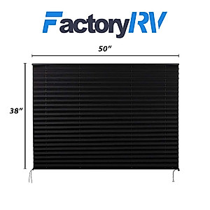 Camper Comfort Black RV Pleated Shade | Camper Blinds | RV Privacy Blinds | RV Solar Shade| Motor-Coach Shade (50" X 38")