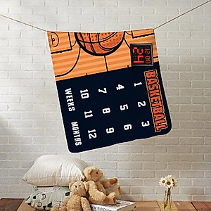 LYLYCTY Baby Monthly Milestone Blanket, Month Blanket for Newborn Baby Shower, Basketball Game Photography Background for Baby 60x40 inches BTLSLY111