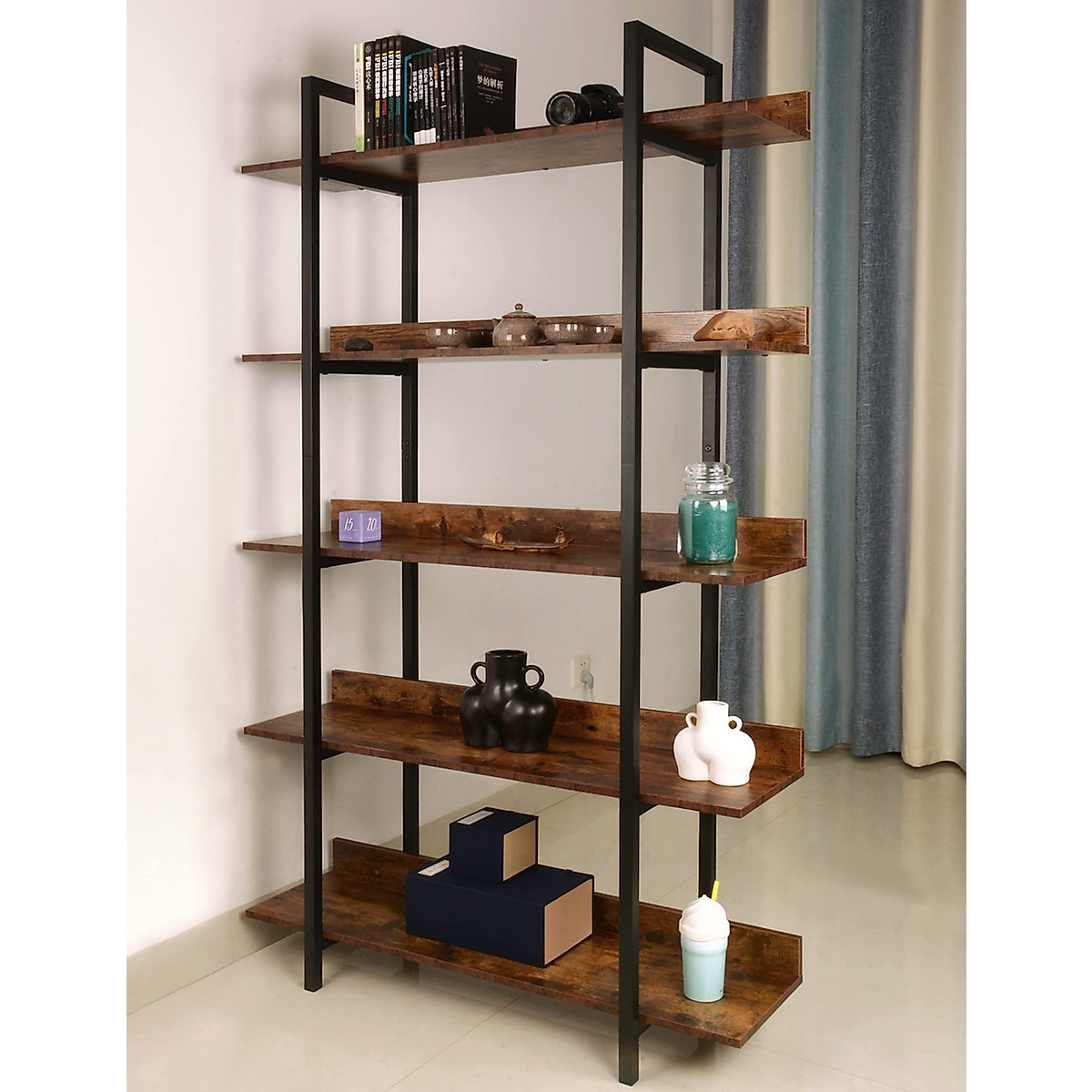 Vocuer 5 Tier Bookshelf Tall Bookcase bookcases and Book Shelves 5 Shelf Bookshelves and bookcases Wide Bookshelf for Bedroom Large Bookshelf Small Open Bookcase Shelf Book case Book Shelf for Office
