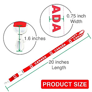 EASTEX Canada Flag Lanyard Keychain - Canadian Flag Lanyards for Keys Badges ID Fob Passport - Red and White Reversible ID Card Holder Keychain for Women Men Gift Souvenir (1 Canada Lanyard)