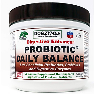 Dogzymes Probiotic Daily Balance - Supplies Nutritional Support and Live microorganisms for intestinal Well-Being as Well as enzymes for Proper Digestion. (8 Ounce)