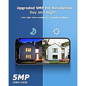 VIZIUUY 5MP Solar Security Camera Outdoor, Wireless Battery Powered Security Camera with 360°View, Pan and Tilt, Color Night Vision with Floodlight,PIR Human Detection,Compatible with Alexa