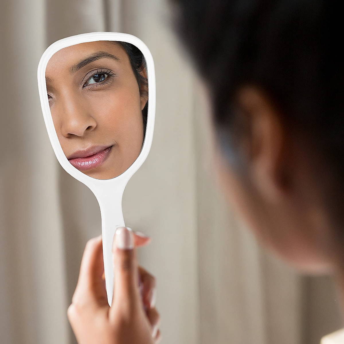 Jetec Small Handheld Hand Mirror Compact Travel Makeup Mirror Handheld Cosmetic Personal Portable Vanity Glass 3.15 * 7.09 inch(Black, White,8 Pcs)