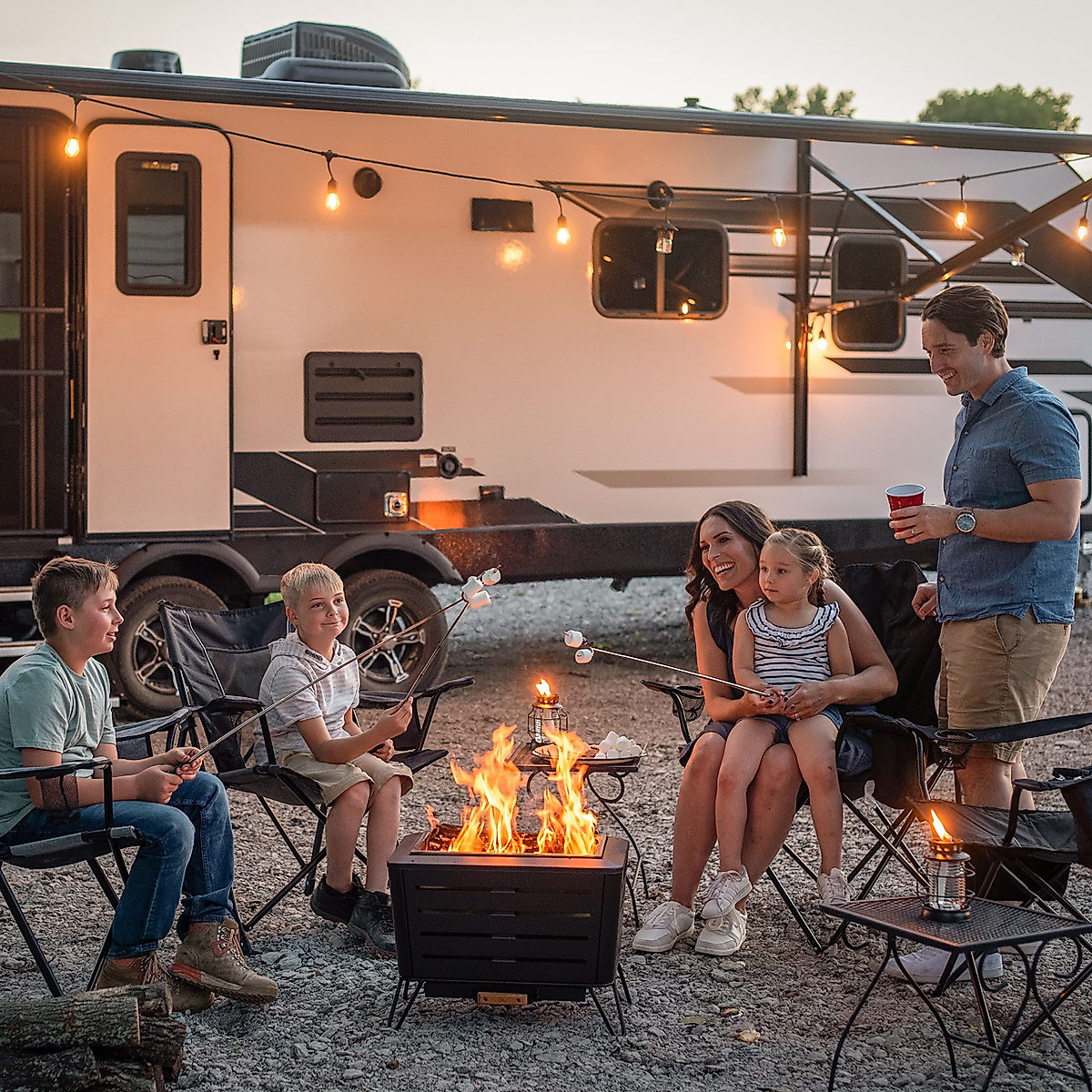 TIKI Brand Retreat Smokeless Fire Pit Rectangular Wood Burning Outdoor, Durable Stainless Steel, Great for Small Spaces, Camping, Tailgating, Pack, Modern, Removable Ash Pan, 14.5x21.5x16.7 Black