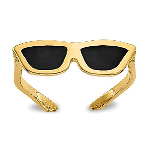 IceCarats 14K Yellow Gold Sunglasses Adjustable Toe Ring Open Midi Band Summer Beach Jewelry