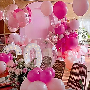 100pcs Hot Pink Balloons,12inch Hot Pink Latex Party Balloons Helium Quality for Like Bridal Shower,Gender Reveal, Birthday Party, Baby Shower,Wedding Party Decoration (with Pink Ribbon)…