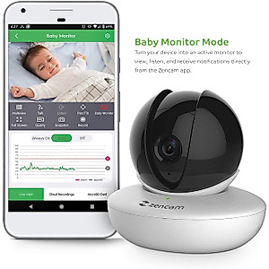 Zencam WiFi Camera, Pet Dog Camera, Nanny Cam with Two-Way Audio, Baby Monitor with Cell Phone App, Pan/Tilt Wi-Fi Wireless IP Camera, 2.4Ghz Only, Micro SD Card, RTSP, Cloud, Night Vision, M1W