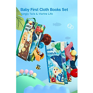 hahaland Baby Books 0-6 Months - 2PCS Baby Toys 0-6 Months Baby Toys 6-12 Months - Touch & Feel Tummy Time Books, Baby Boy Gifts, 3 6 9 Month Old Toys