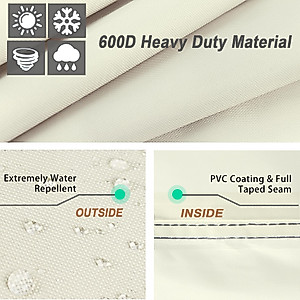 NettyPro Fire Pit Table Cover Rectangle Waterproof Heavy Duty Patio Firepit Cover Rectangular for Outdoor Gas Propane Fire Table, 48L x 28W x 24H inch, Beige